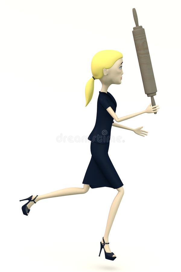 Cartoon Businesswoman with Rolling Pin Stock Illustration ...