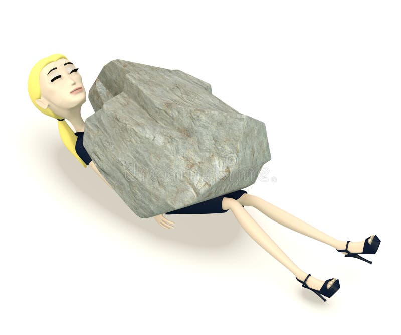 Cartoon Businesswoman Under the Stone Stock Illustration - Illustration ...