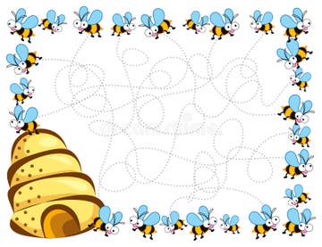 Cartoon busy bees frame stock vector. Illustration of ornament - 3367026