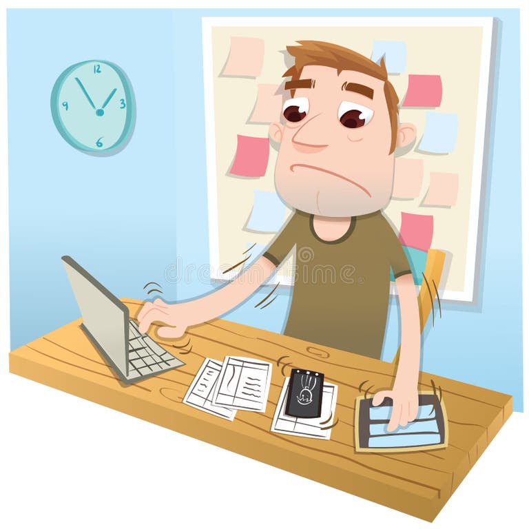 Cartoon busy man stock vector. Illustration of tablet - 65590792