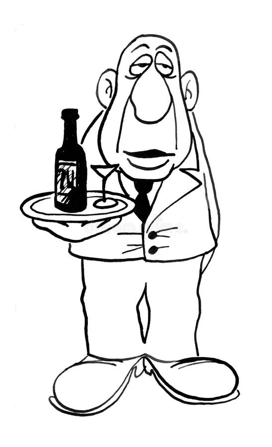 Cartoon butler drawing stock illustration. Illustration of butler ...
