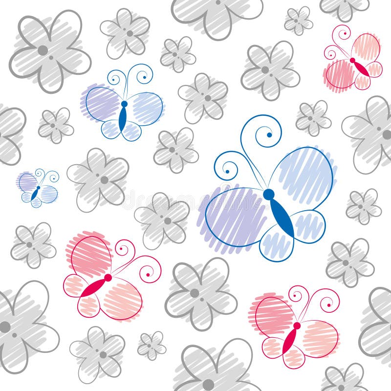 Cartoon Butterflies Pattern Stock Vector - Illustration of decorative ...