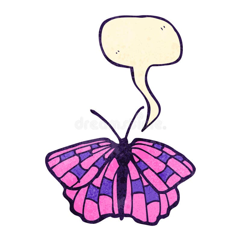 Cartoon Butterfly with Speech Bubble Stock Vector - Illustration of ...
