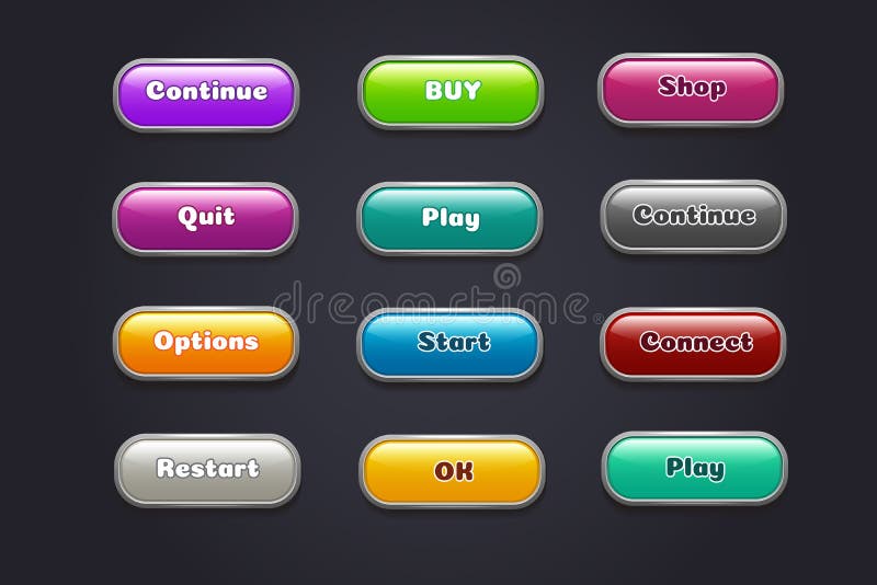 Cartoon Buttons. Colorful Video Game Ui Elements Stock Vector ... Cartoon Buttons. Colorful Video Game Ui Elements Stock Vector ...