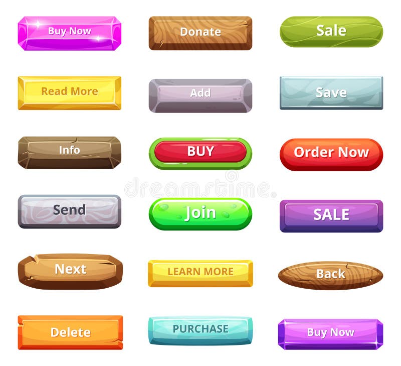 Cartoon Buttons for Web Market and Other Internet Projects Stock Vector ...
