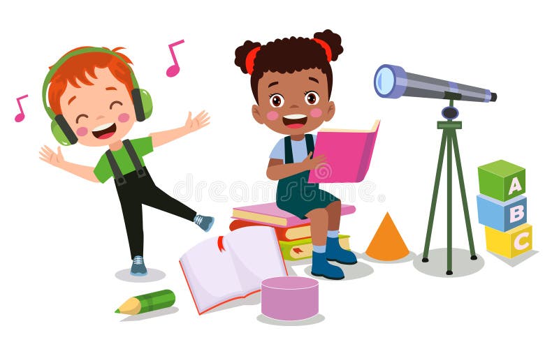 Cartoon Caharecter Happy Kid Studynig and Learning Stock Vector ... Cartoon Caharecter Happy Kid Studynig and Learning Stock Vector ...