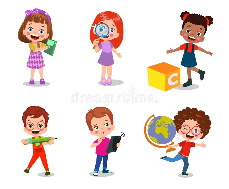 Cartoon Caharecter Happy Kid Studynig and Learning Stock Vector ... Cartoon Caharecter Happy Kid Studynig and Learning Stock Vector ...