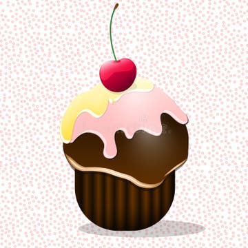 Cartoon cake with cherry stock vector. Illustration of beautiful - 38753655