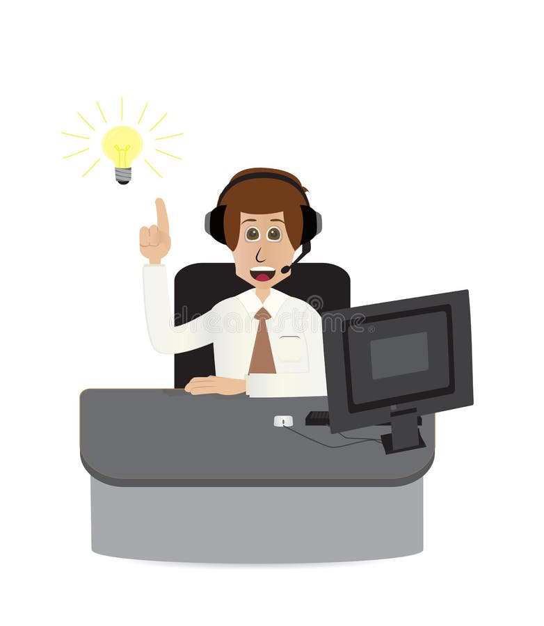 Cartoon Call Center Officer Stock Vector - Illustration of chat ...