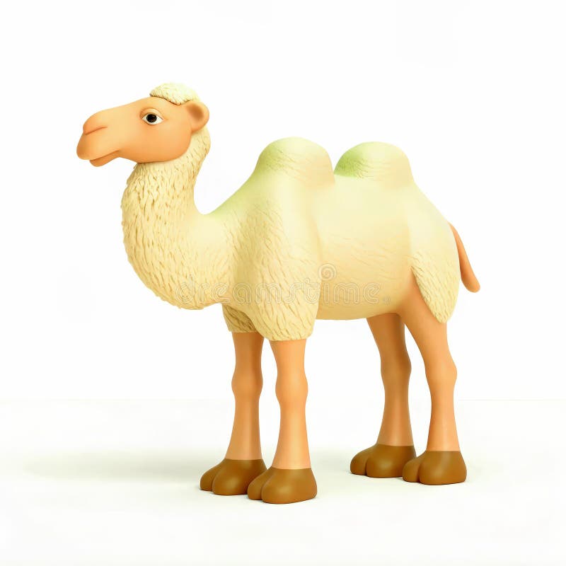 Cartoon Camel with Friendly Expression Standing on White Background ...