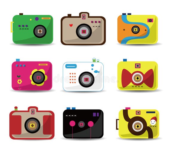 Cartoon camera icon set stock vector. Illustration of collection - 19788925