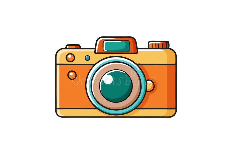 Cartoon Camera Illustration with Bold Colors and Clean Lines, Suitable ...