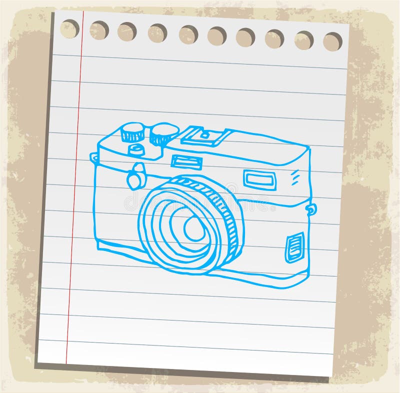 Cartoon Camera on Paper Note, Vector Illustration Stock Vector ...