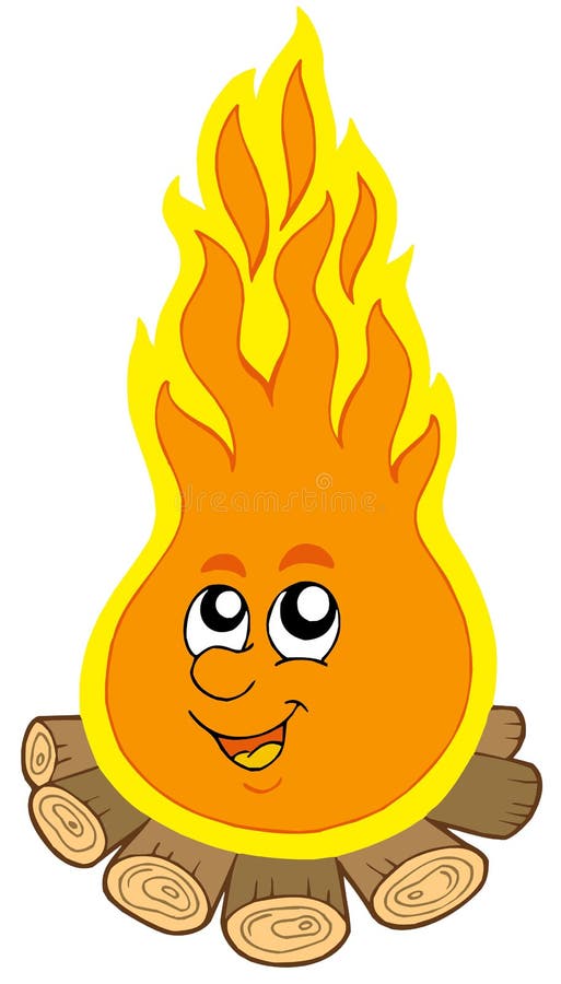 Evil Fire Cartoon Character with Open Arms in Front of Flames Stock ...