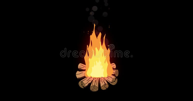 4k Cartoon Camp Fire Animation with Stone. Flash Campfire Stock Video ...