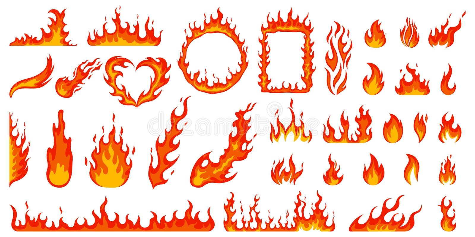 Cartoon Campfire Wood Bonfire Burning Log Outdoor Fire Flames With