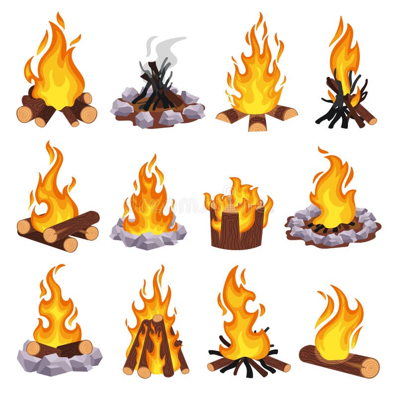 Bonfire Burning in the Forest Sketch Hand Drawn. Vector Illustration ...