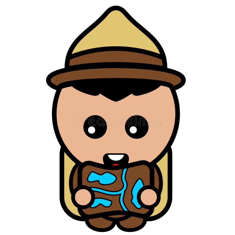 Cartoon Camping Boy Holding Map Stock Vector - Illustration of campsite ...