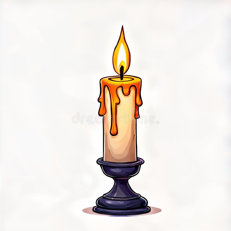 Cartoon Candle on a Candle Holder Stock Illustration - Illustration of ...