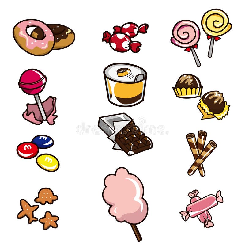 Candy Kawaii Food Characters Stock Vector - Illustration of chocolate ...