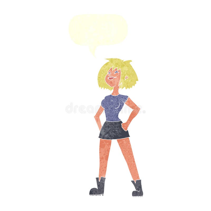 Cartoon Capable Woman with Speech Bubble Stock Illustration ...