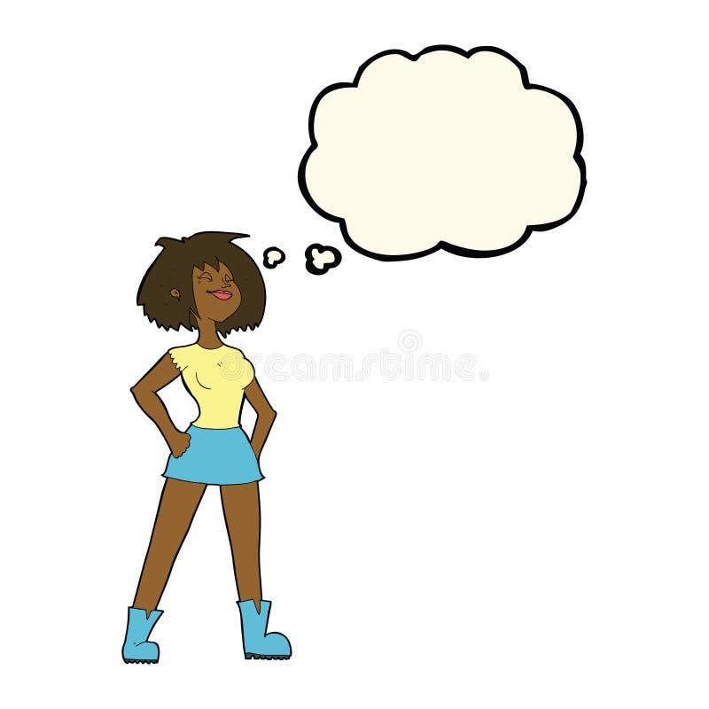 Cartoon Capable Woman with Thought Bubble Stock Illustration ...