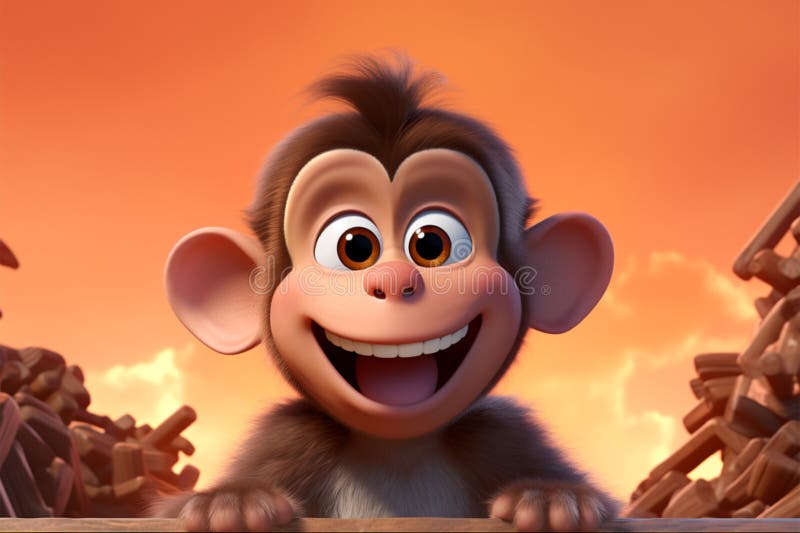 Cartoon Capers the Antics of a Little Monkey in Animated Form Stock ...