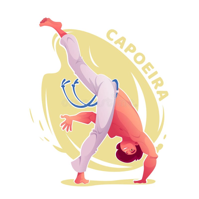 Cartoon Capoeira Male Player Practicing Combat Strike. Capoeira Dancer ...
