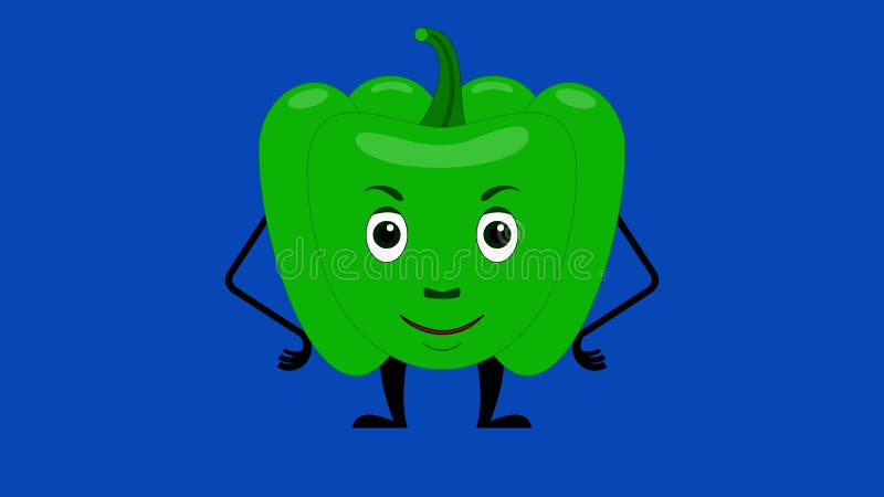 Cartoon Capsicum Talking Loop on the Blue Screen. Vegetable Animation ...