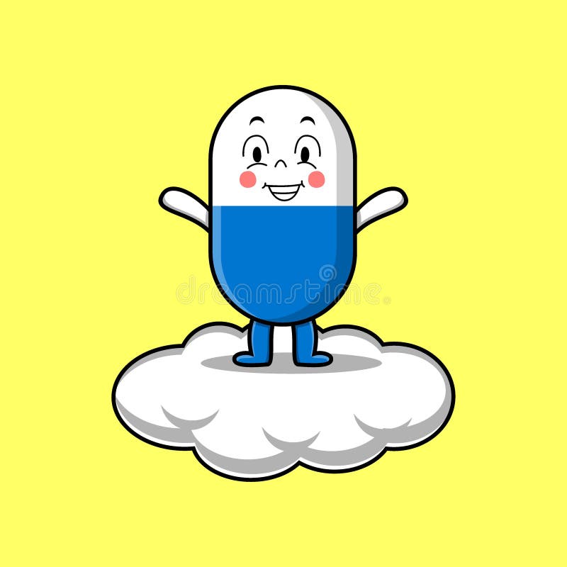 Cartoon Capsule Medicine Standing in Cloud Vector Stock Vector ...