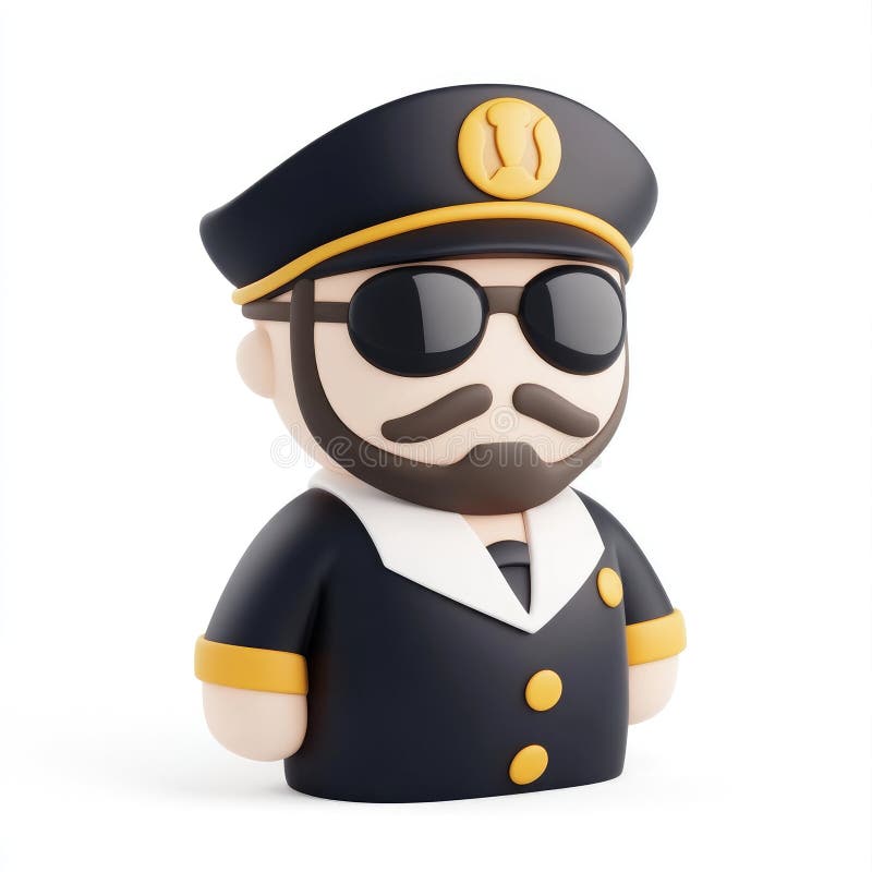 Stylish Cartoon Ship Captain with Sunglasses, 3D Render Stock ...