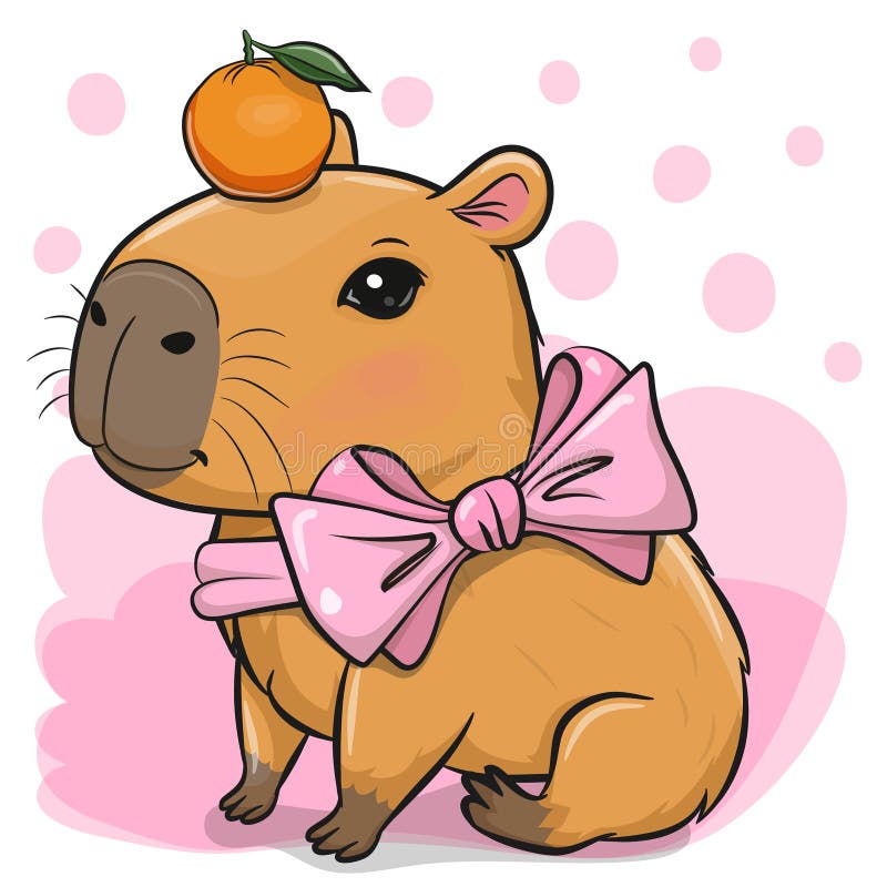 Cartoon Capybara Com Tangerina E Arco-rosa Ilustração do Vetor ...