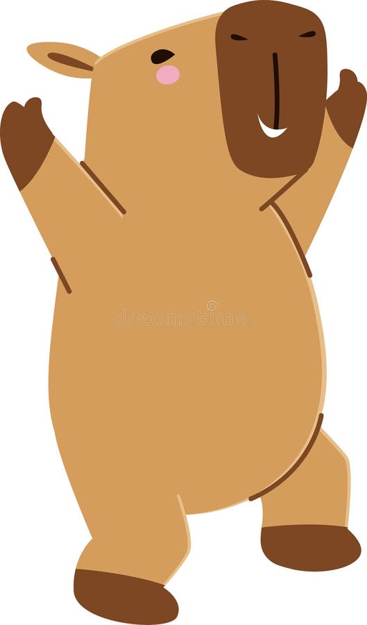 Cartoon Capybara. Cute Semi-aquatic Wild Animal in Natural Habitat ...