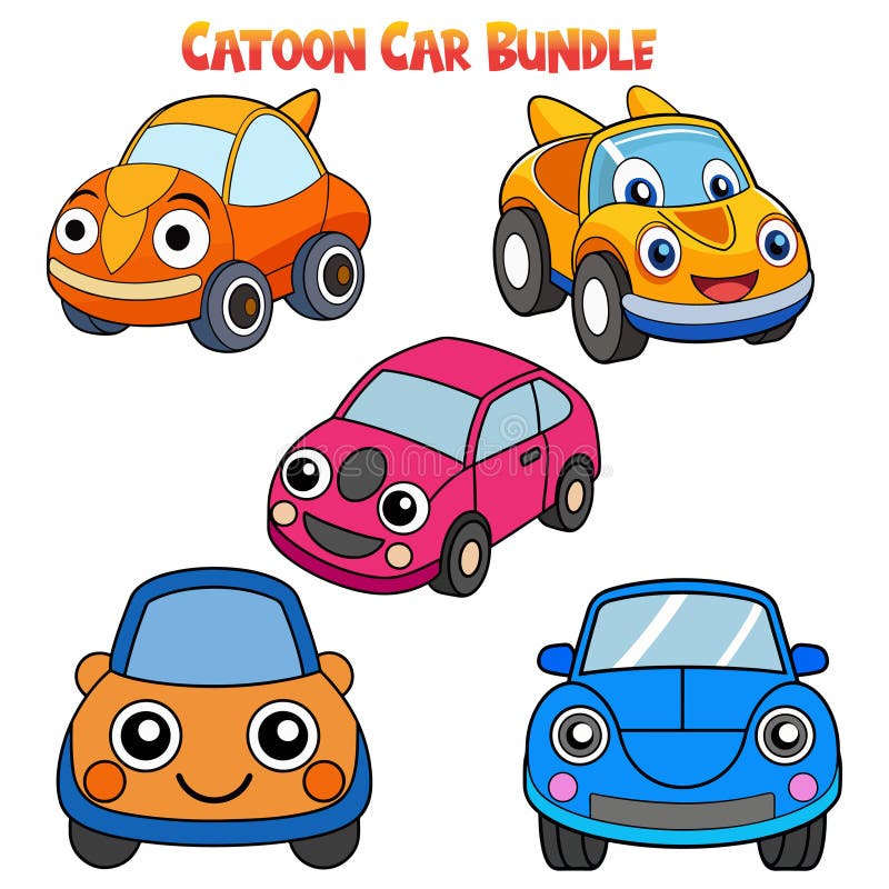 Cartoon Car Bundle Vector, Illustration, Car Vector, Funny Stock Vector ...
