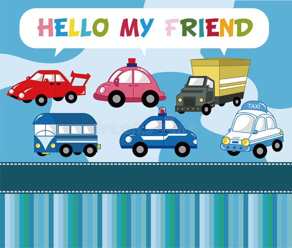 Cartoon car card stock vector. Illustration of celebrate - 22504942