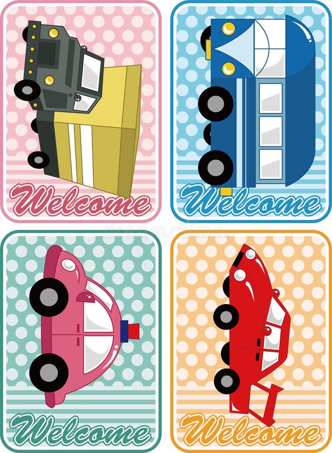 Cartoon car card stock vector. Illustration of fake, cute - 22504944