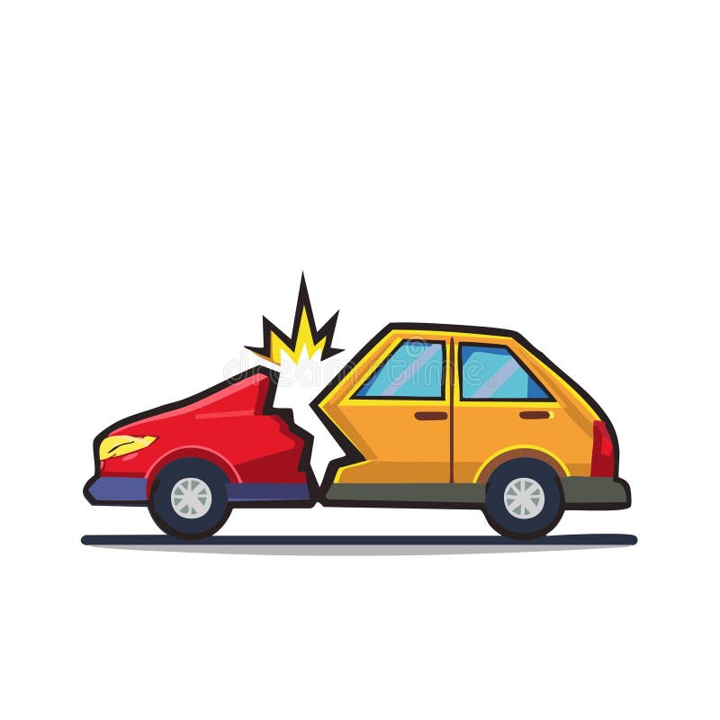 Cartoon Car Collision with Impact Yellow Flash Illustration Stock ...