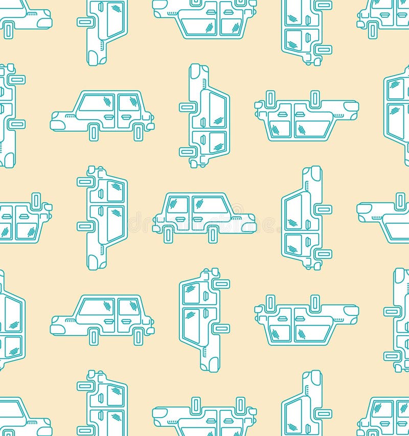 Cartoon Car Pattern Seamless. Machine Childrens Style Background Stock ...