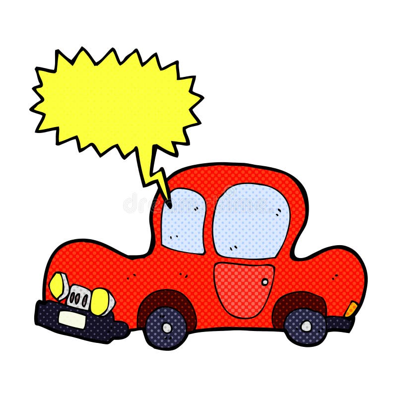 Cartoon Car with Speech Bubble Stock Illustration - Illustration of ...