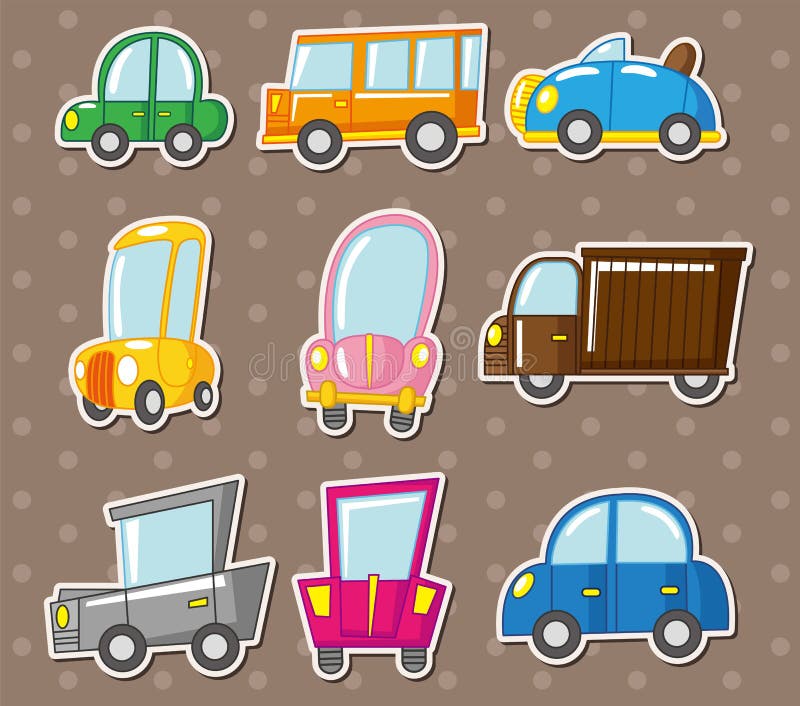 Cartoon car stickers stock vector. Illustration of cabriolet - 24356231
