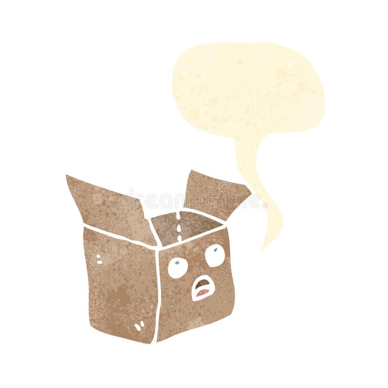 Cartoon Cardboard Box with Face Stock Vector - Illustration of drawing ...