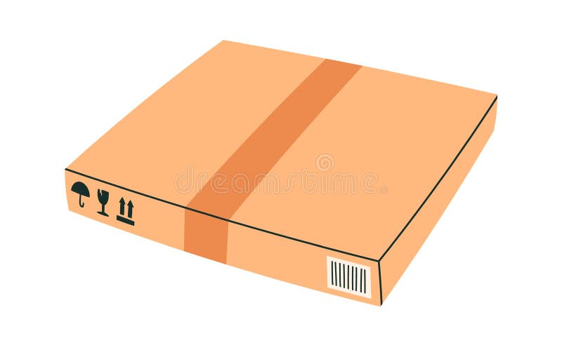 Cartoon Cardboard Box Flat Icon Stock Vector - Illustration of product ...