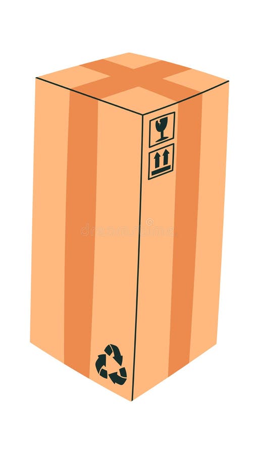 Cartoon Cardboard Box Flat Icon Stock Vector - Illustration of flat ...
