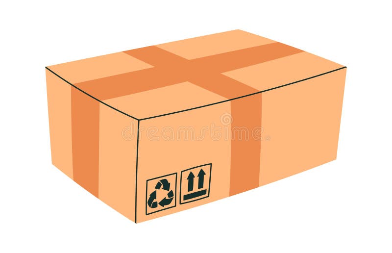 Cartoon Cardboard Box Flat Icon Stock Vector - Illustration of sheet ...