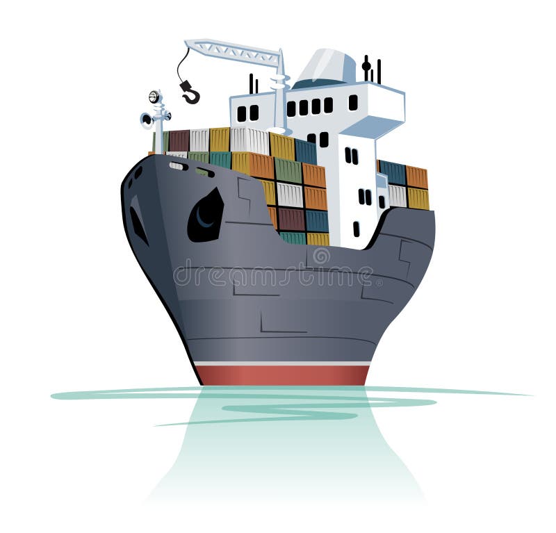 Cartoon cargo ship stock vector. Illustration of background - 117792776