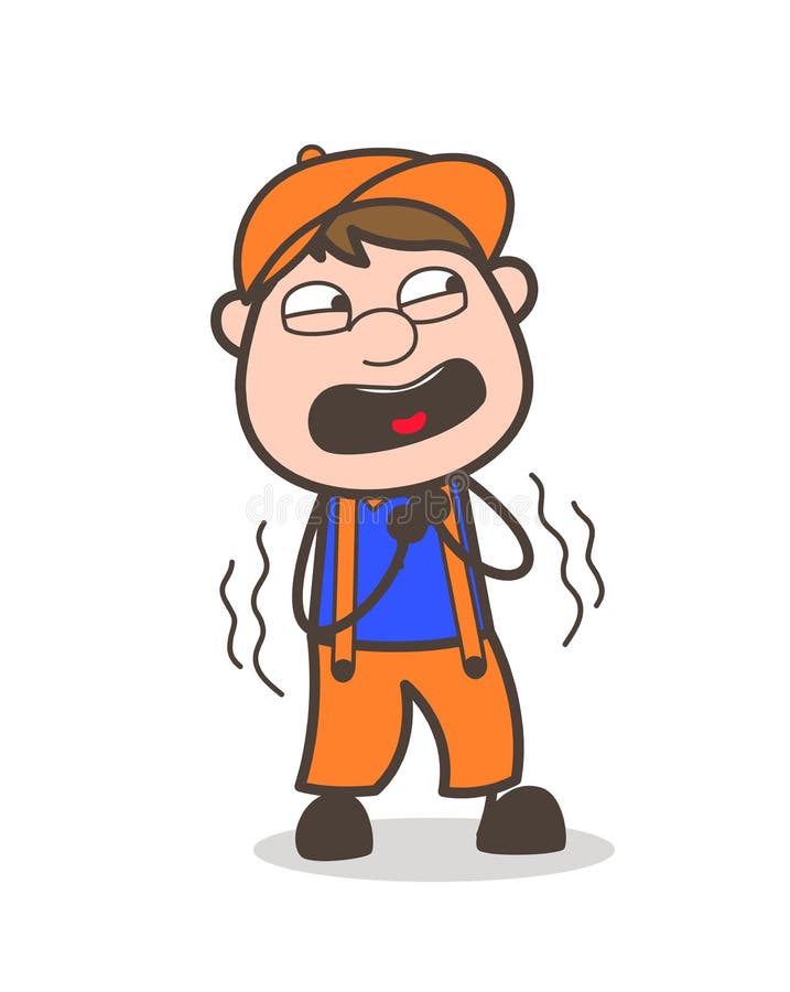 Cartoon Carpenter Boy Trembling in Fear Stock Illustration ...