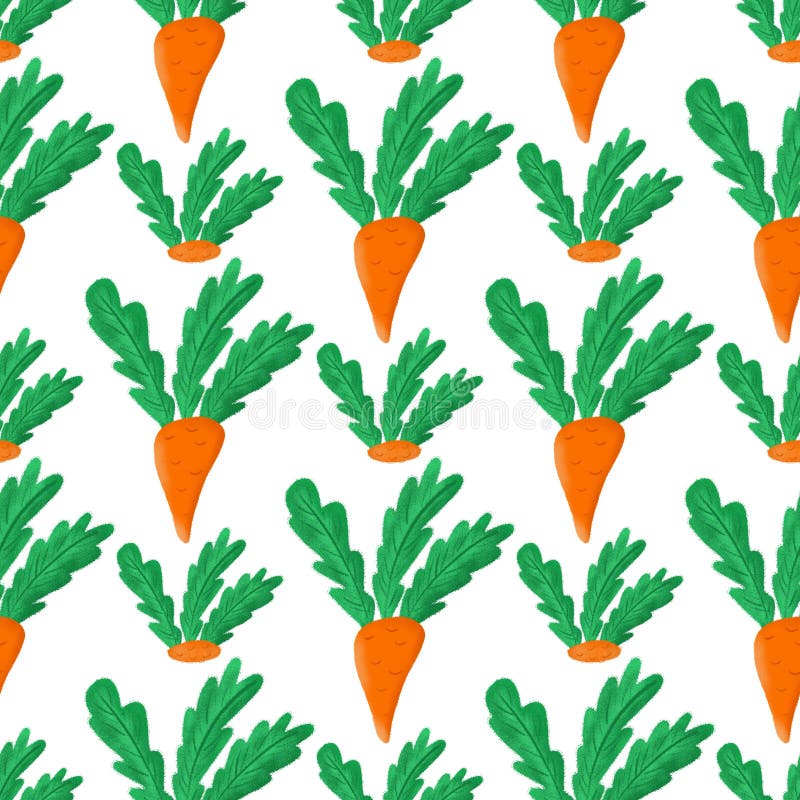 Cartoon Carrots Seamless Pattern. Trendy Background with Carrots Stock ...