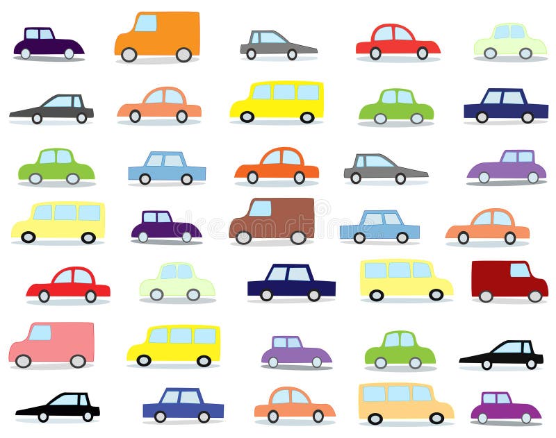 Colorful cartoon car set stock illustration. Illustration of emblem ...