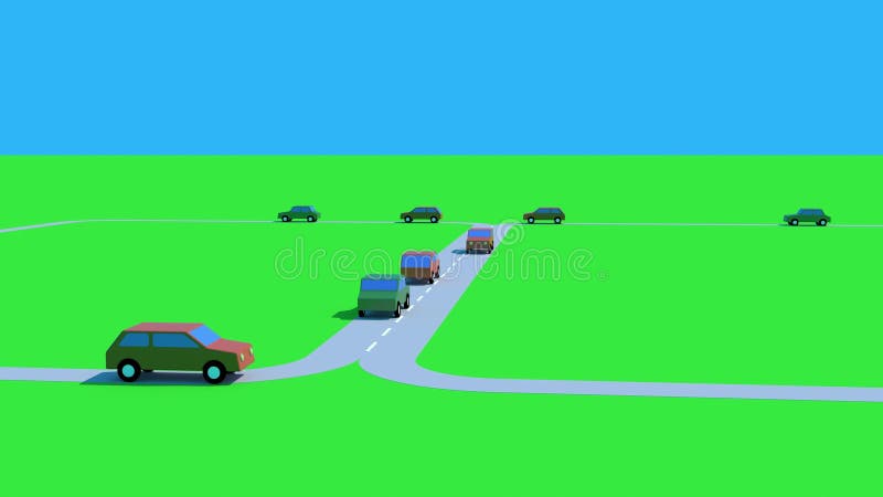 Cartoon Cars Drive on Road 3d Stock Illustration - Illustration of ...
