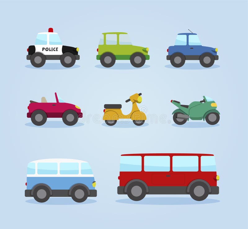 Cartoon Cars Set. Vehicles of the City. Stock Vector - Illustration of ...